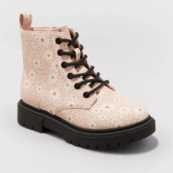 art class | Shoes | Art Class Kayden Girls Pink Floral Combat Boots ...